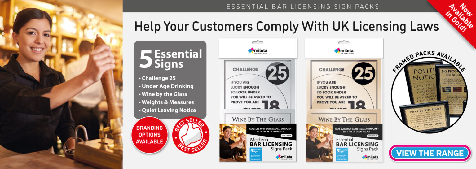 Essential Bar & Licensing Sign Packs - Mileta Signs and Displays Limited