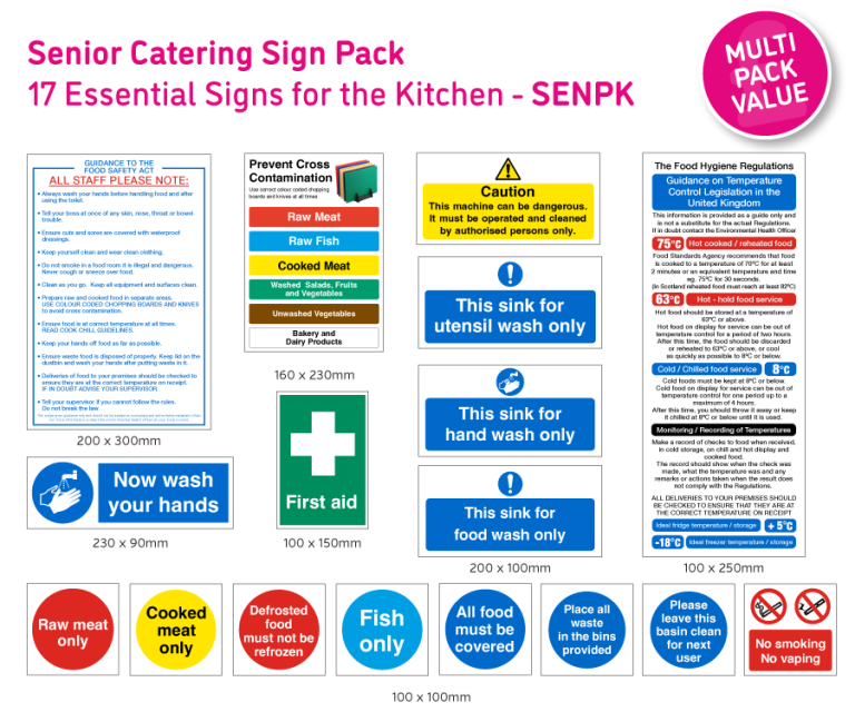 Senior Catering Sign Pack - SENPK - Mileta Signs and Displays Limited