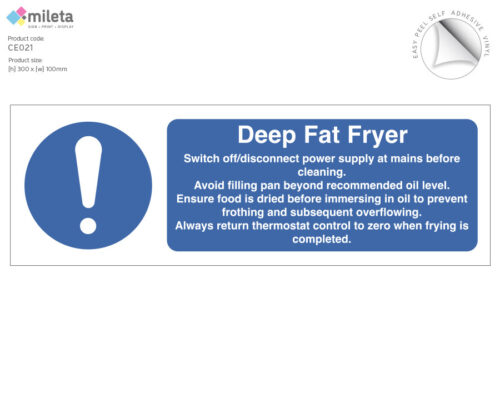 Deep fat fryer catering equipment safety notice