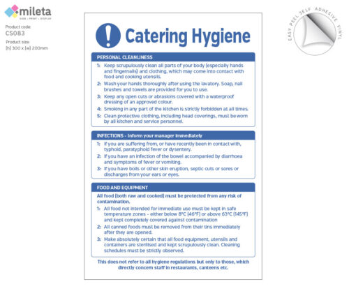 Catering hygiene staff guidelines notice