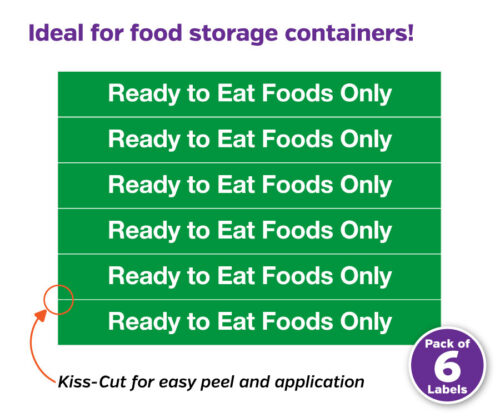 Ready to eat food storage container labels