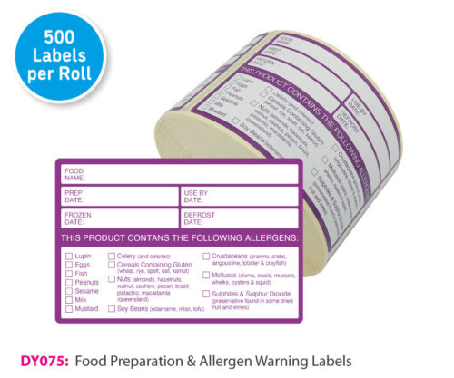 Allergen Warning Food Storage Labels - 60x95mm - Mileta Signs and ...