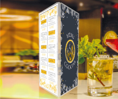 Freestanding Menu & Sign Holder - 3 Sided 1/3rd A4 Portrait Display