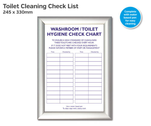 Toilet Cleaning Staff Signature Time Check Chart Notice