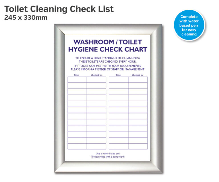 Toilet Cleaning Staff Signature Time Check Chart Notice