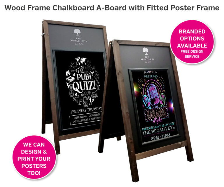 Wood Frame Chalkboard A-Board with Poster Frame - Mileta Signs and ...