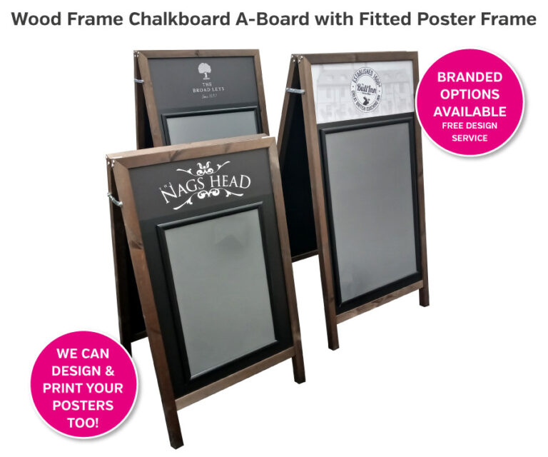 Wood Frame Chalkboard A-Board with Poster Frame - Mileta Signs and ...