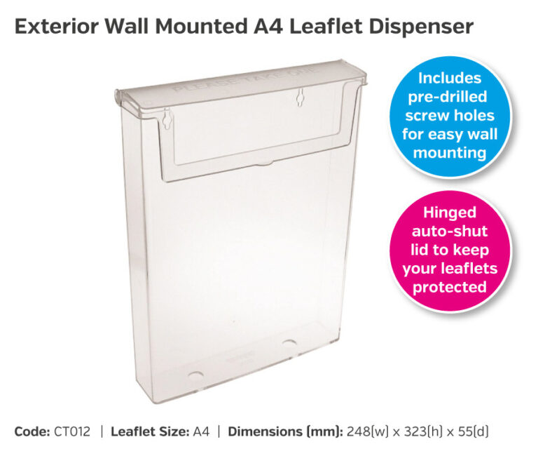 Exterior A4 Wall Mounted Leaflet Dispenser