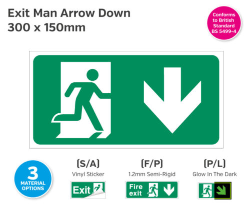 Exit Man Arrow Down Sign | Mileta Signs And Displays Limited