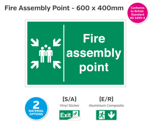 Wall Mounted Fire Assembly Point Sign - 600 x 400mm | Mileta Signs And ...