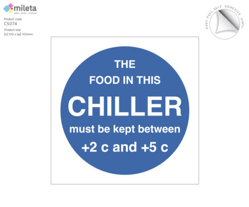 Food chiller display temperature guidance label