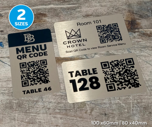 Classic Single Colour Brushed Gold Rectangle QR Code Table Numbers - 2 ...