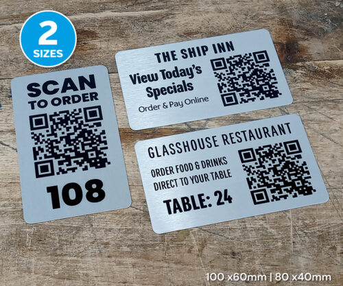 Classic Single Colour Brushed Silver Rectangle QR Code Table Numbers ...