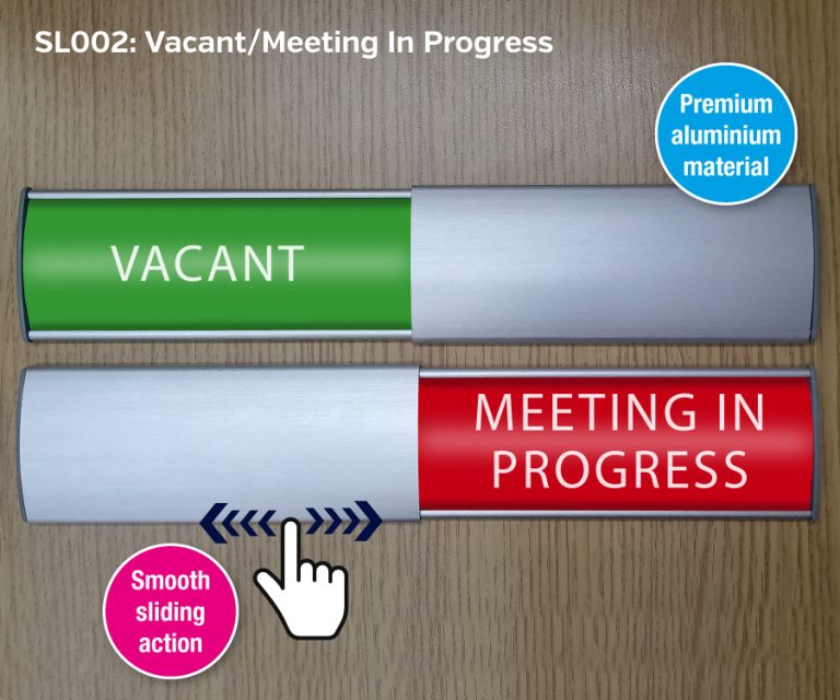 Sliding Door Sign - Meeting in Progress / Vacant - Mileta Signs and ...